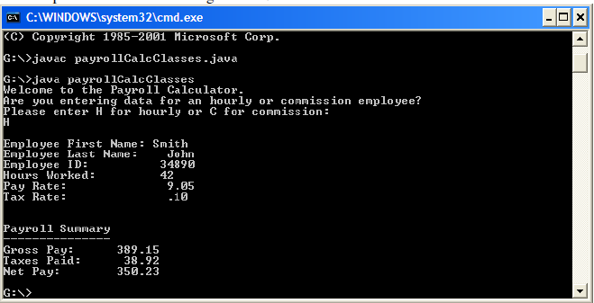 Payroll calculator application, JAVA Programming